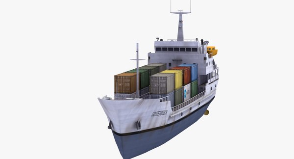 3d model of small cargo container ship