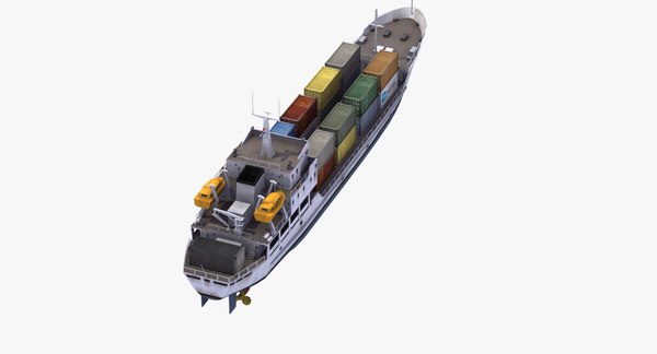 3d model of small cargo container ship