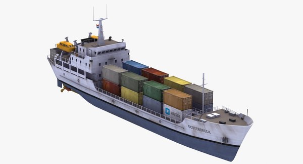 3d model of small cargo container ship