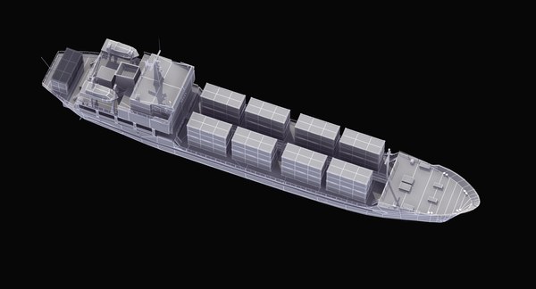3d model of small cargo container ship