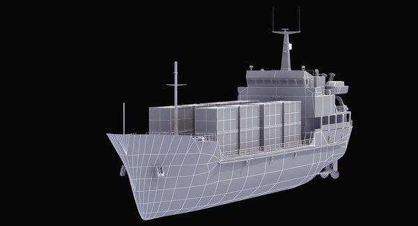 3d model of small cargo container ship