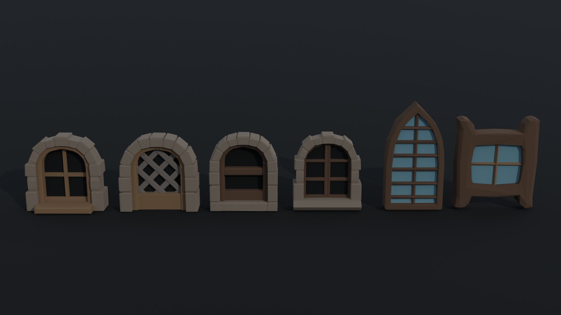 3D Low-poly Cartoon Fantasy Polygonal Windows - TurboSquid 2083904