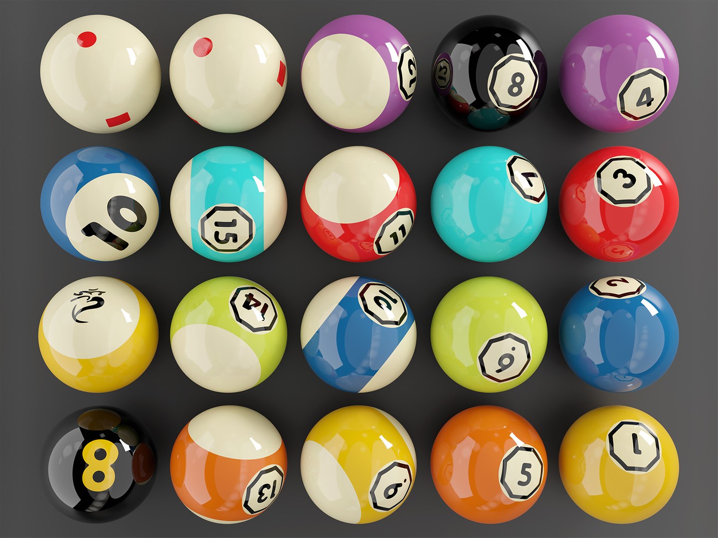 Set Pool Billiard Balls 3D - TurboSquid 1531124