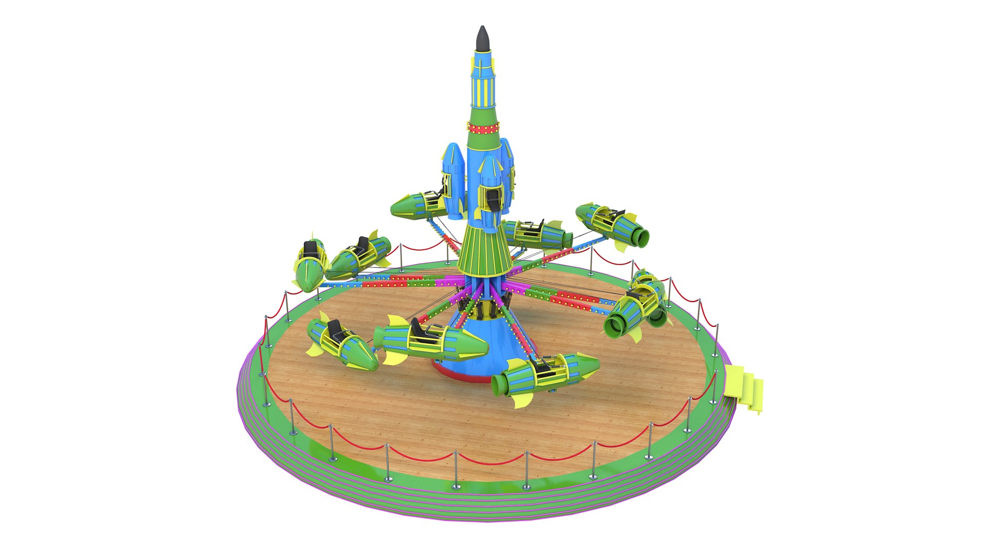 3D Rocket Carousel Theme Park Model - TurboSquid 1810662