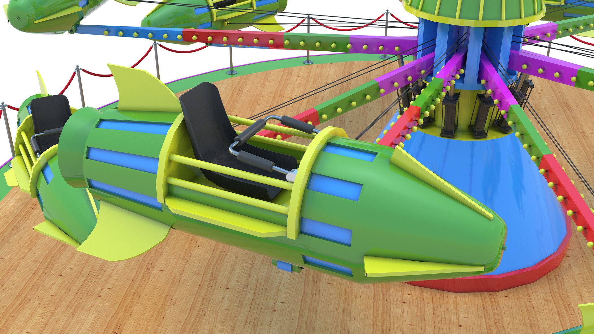 3D Rocket Carousel Theme Park Model - TurboSquid 1810662