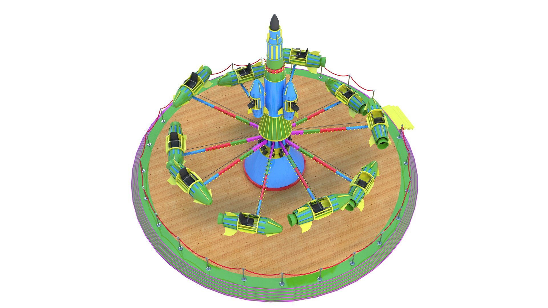 3D Rocket Carousel Theme Park Model - TurboSquid 1810662