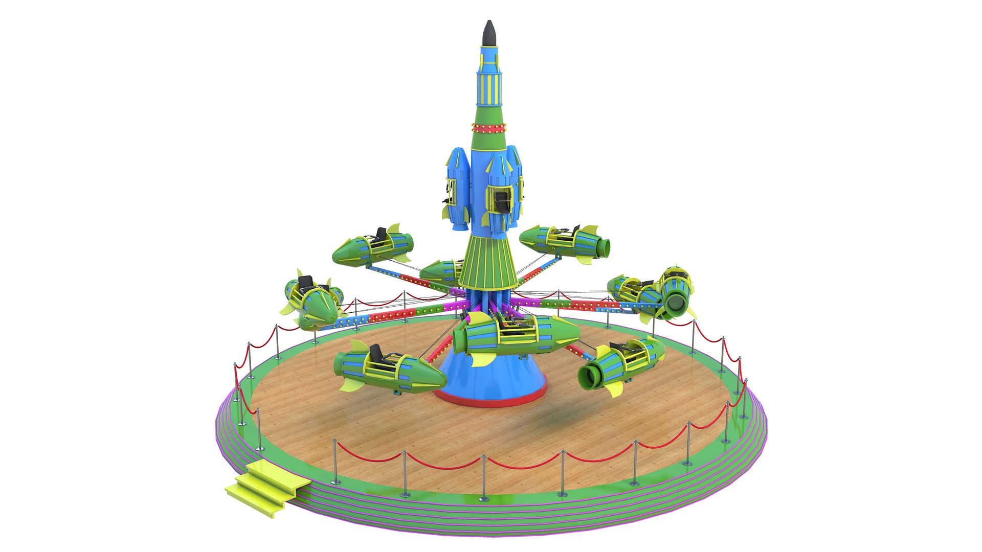 3D Rocket Carousel Theme Park Model - TurboSquid 1810662