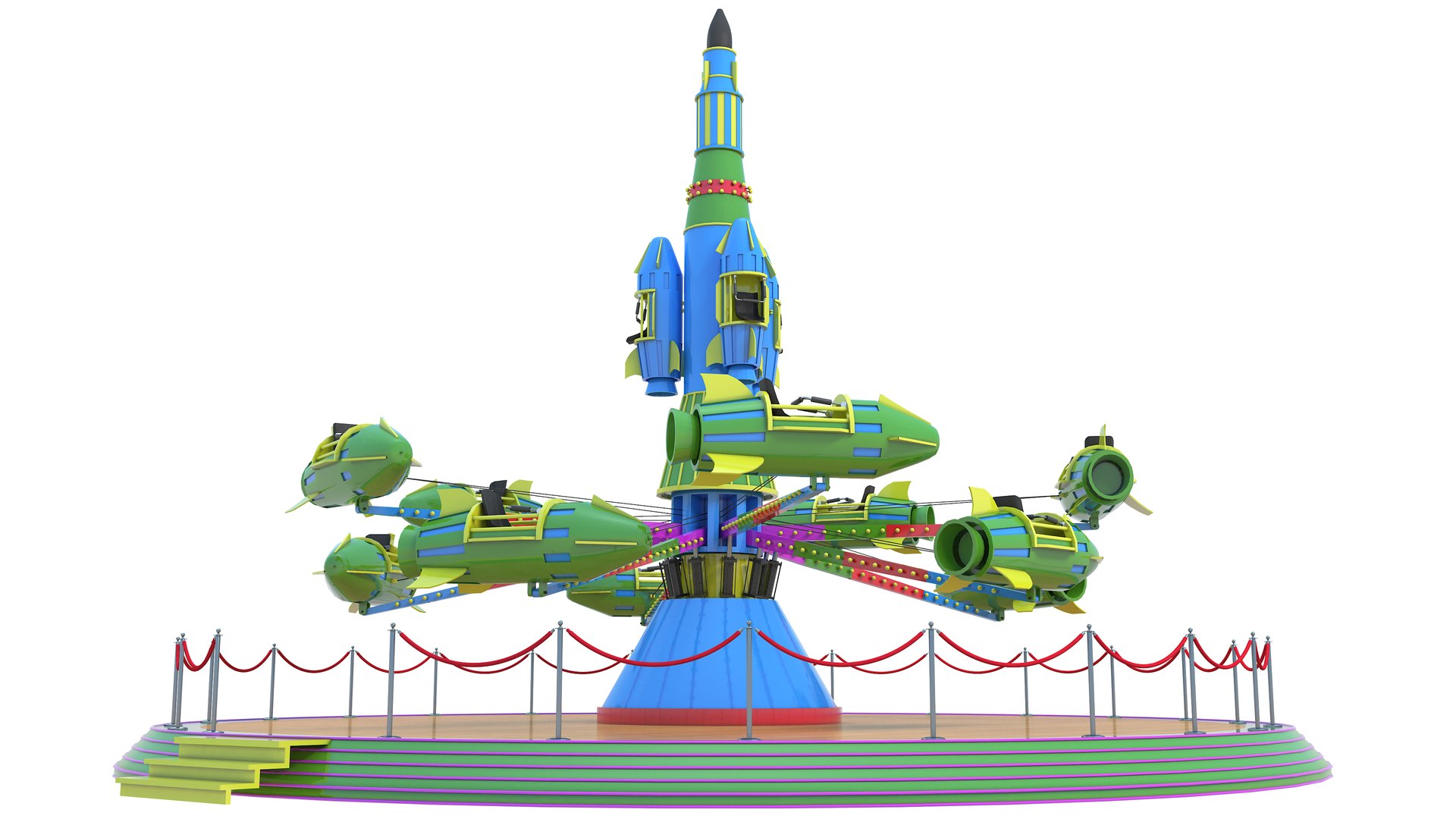 3D Rocket Carousel Theme Park Model - TurboSquid 1810662