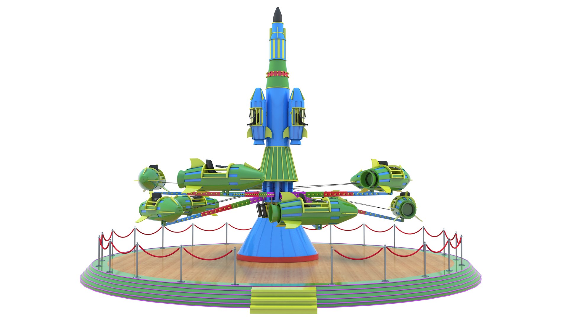 3D Rocket Carousel Theme Park Model - TurboSquid 1810662