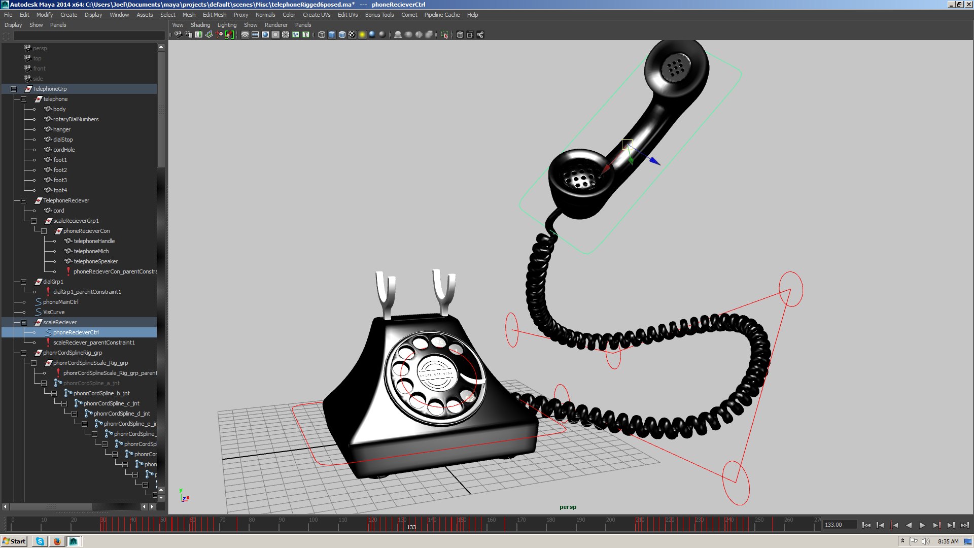 Cartoon Telephone Rig 3d Model
