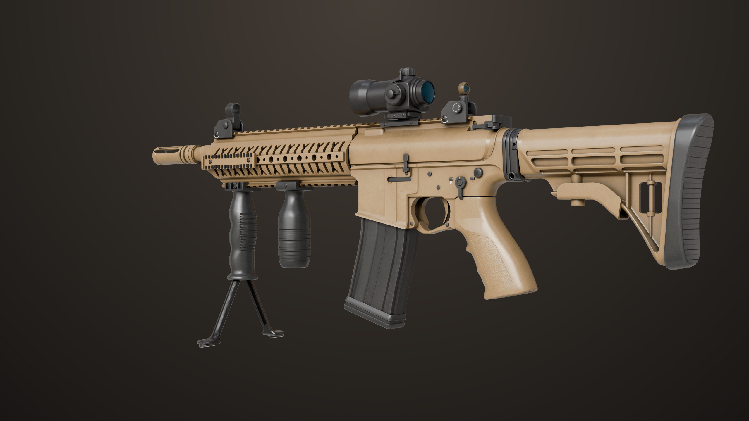 modelo 3d Sandalia Machine Gun 17: Todas las texturas PBR de Unity UE ...