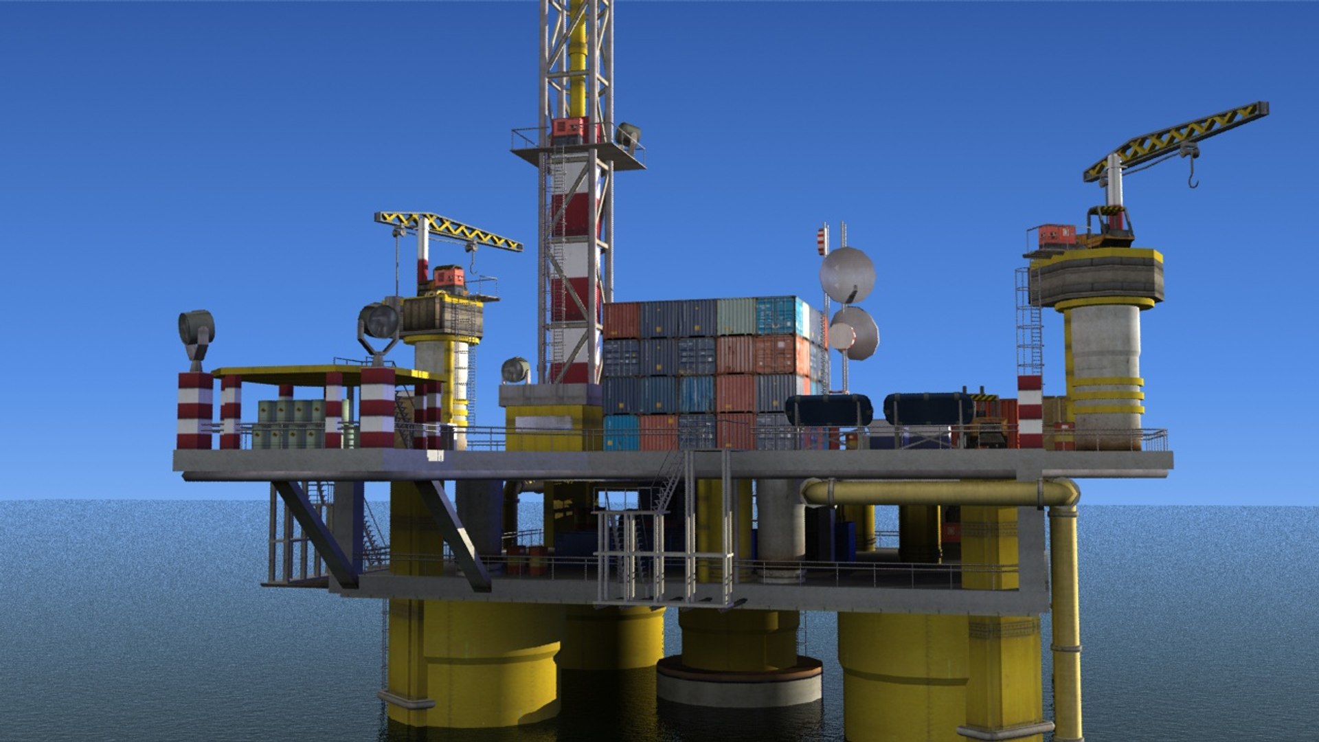 3d Model Of Oil Platform Scene Level