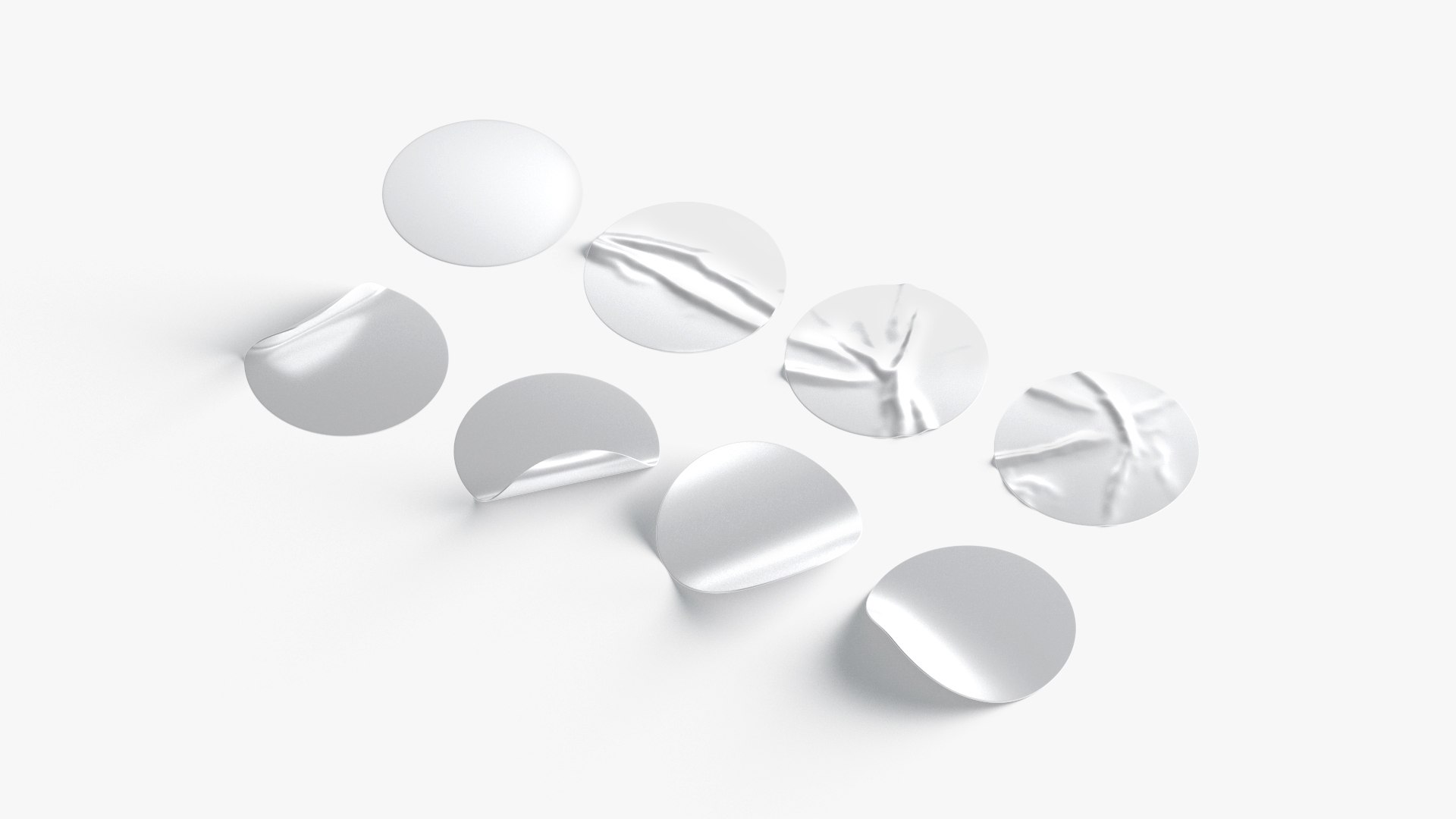3D model 8 Stickers set - silver adhesive sticky labels - TurboSquid ...