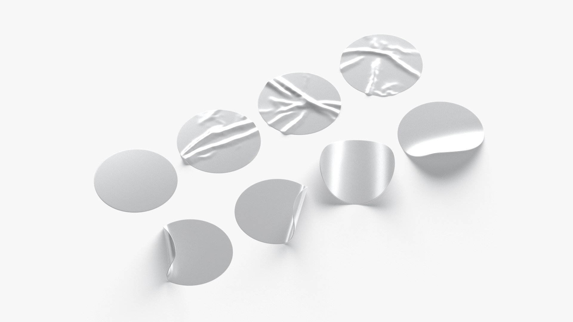 3D model 8 Stickers set - silver adhesive sticky labels - TurboSquid ...