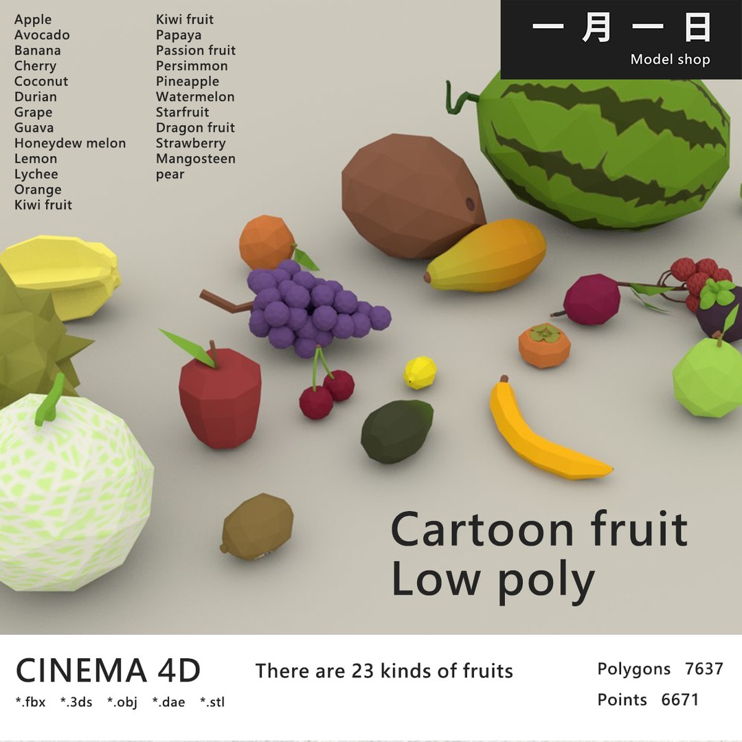 Cartoon Fruit Model - TurboSquid 1670510