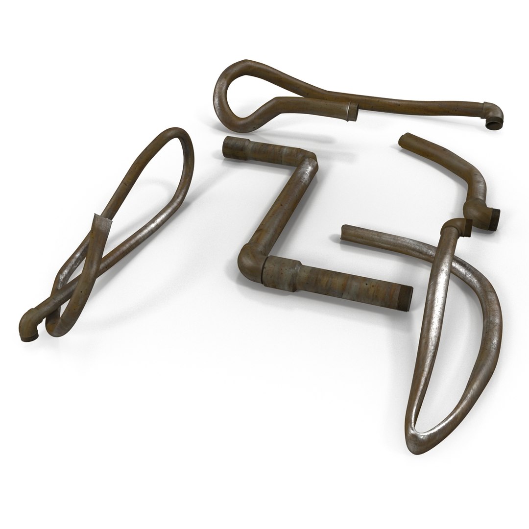 Iron Pipes Set Elbow 3d 3ds