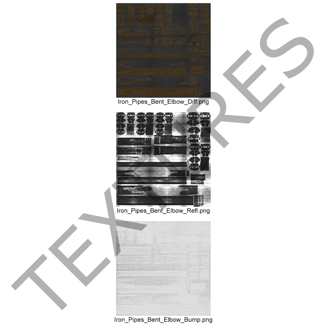 Iron Pipes Set Elbow 3d 3ds
