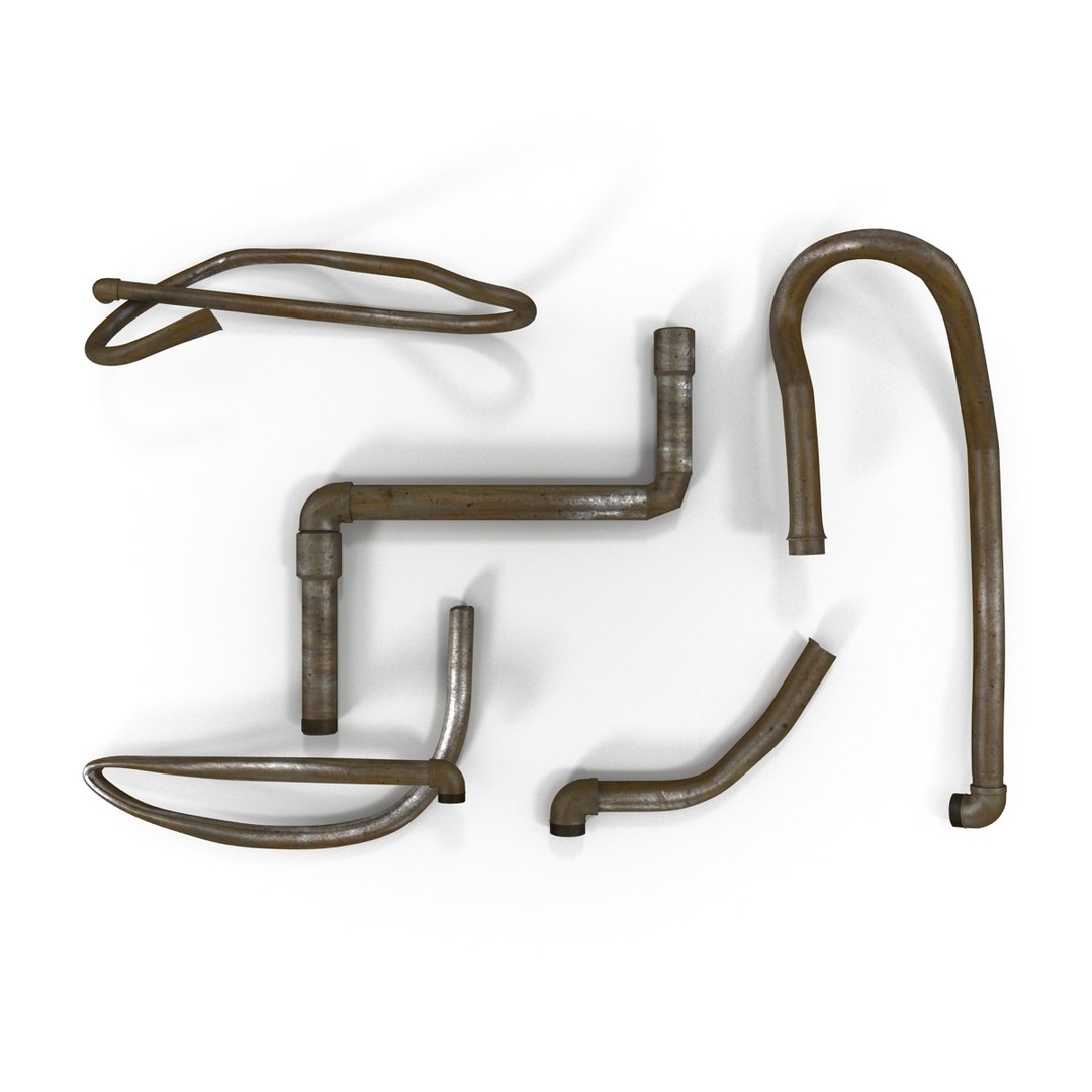 Iron Pipes Set Elbow 3d 3ds