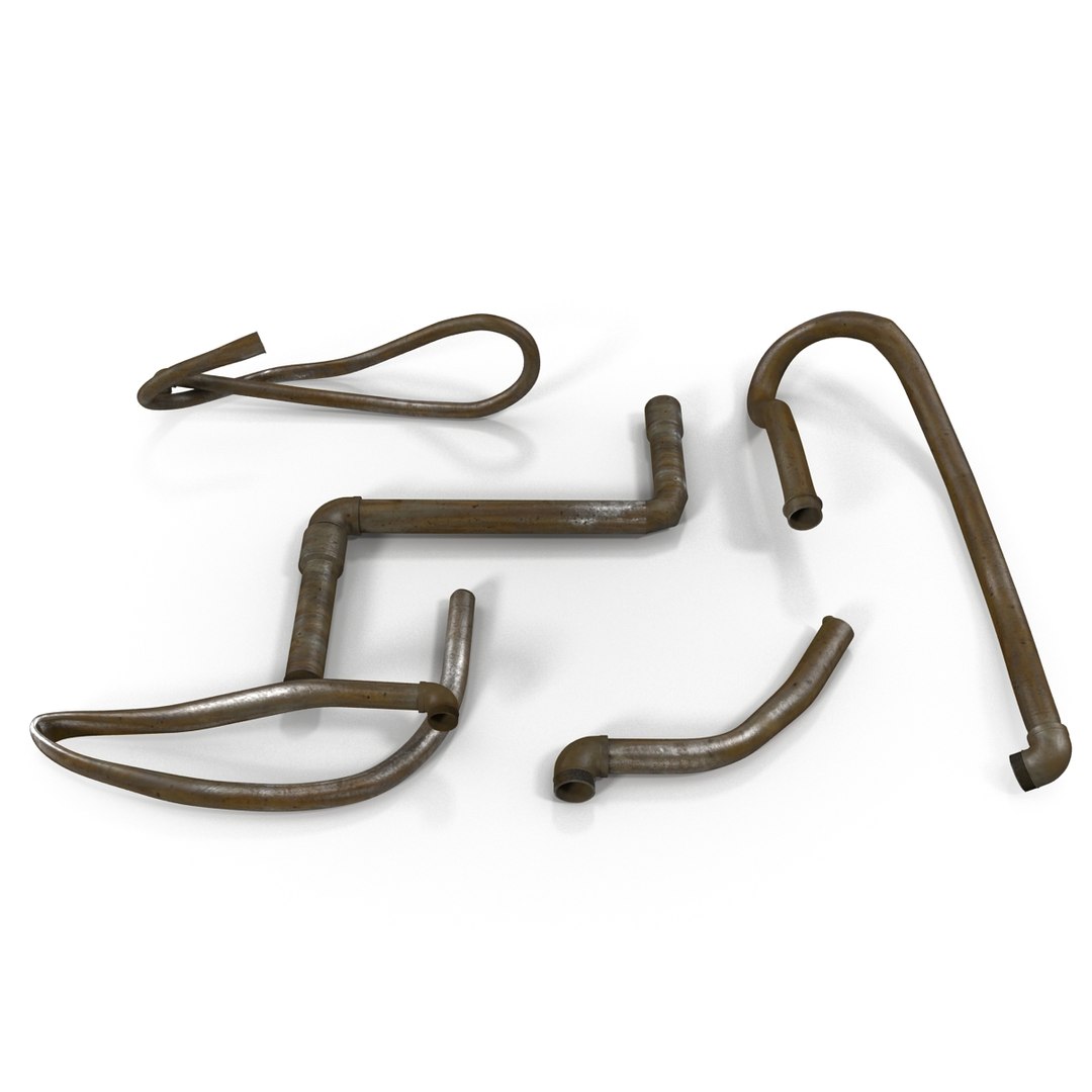 Iron Pipes Set Elbow 3d 3ds