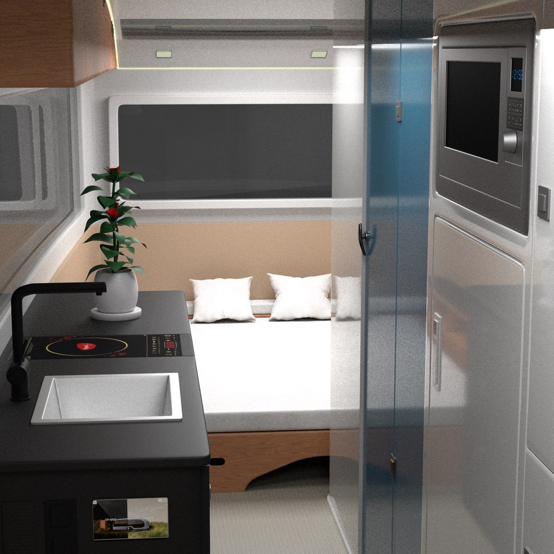 Pebble Flow Electric Travel Trailer Blue Full 3D Model - TurboSquid 2202238