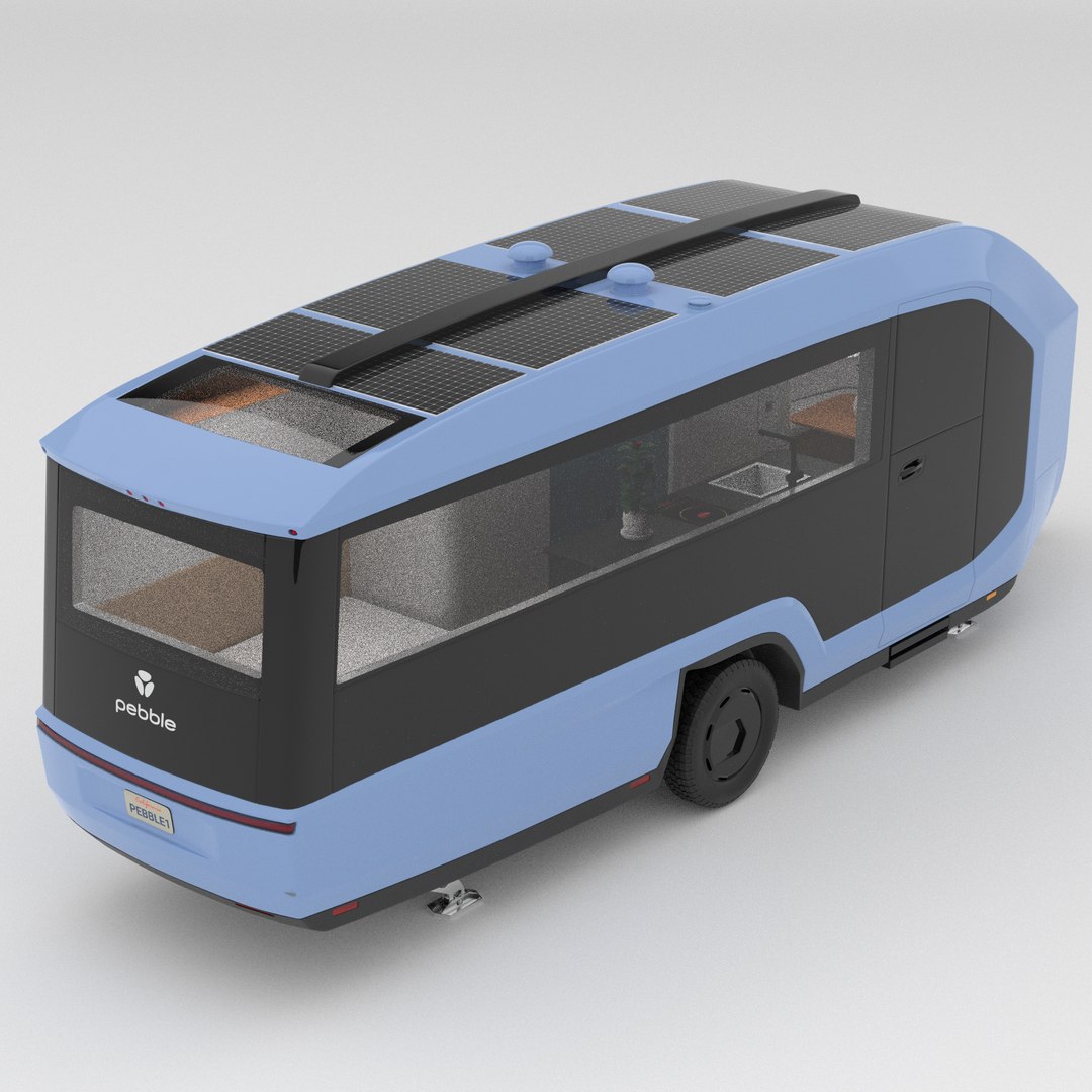 Pebble Flow Electric Travel Trailer Blue Full 3D Model - TurboSquid 2202238