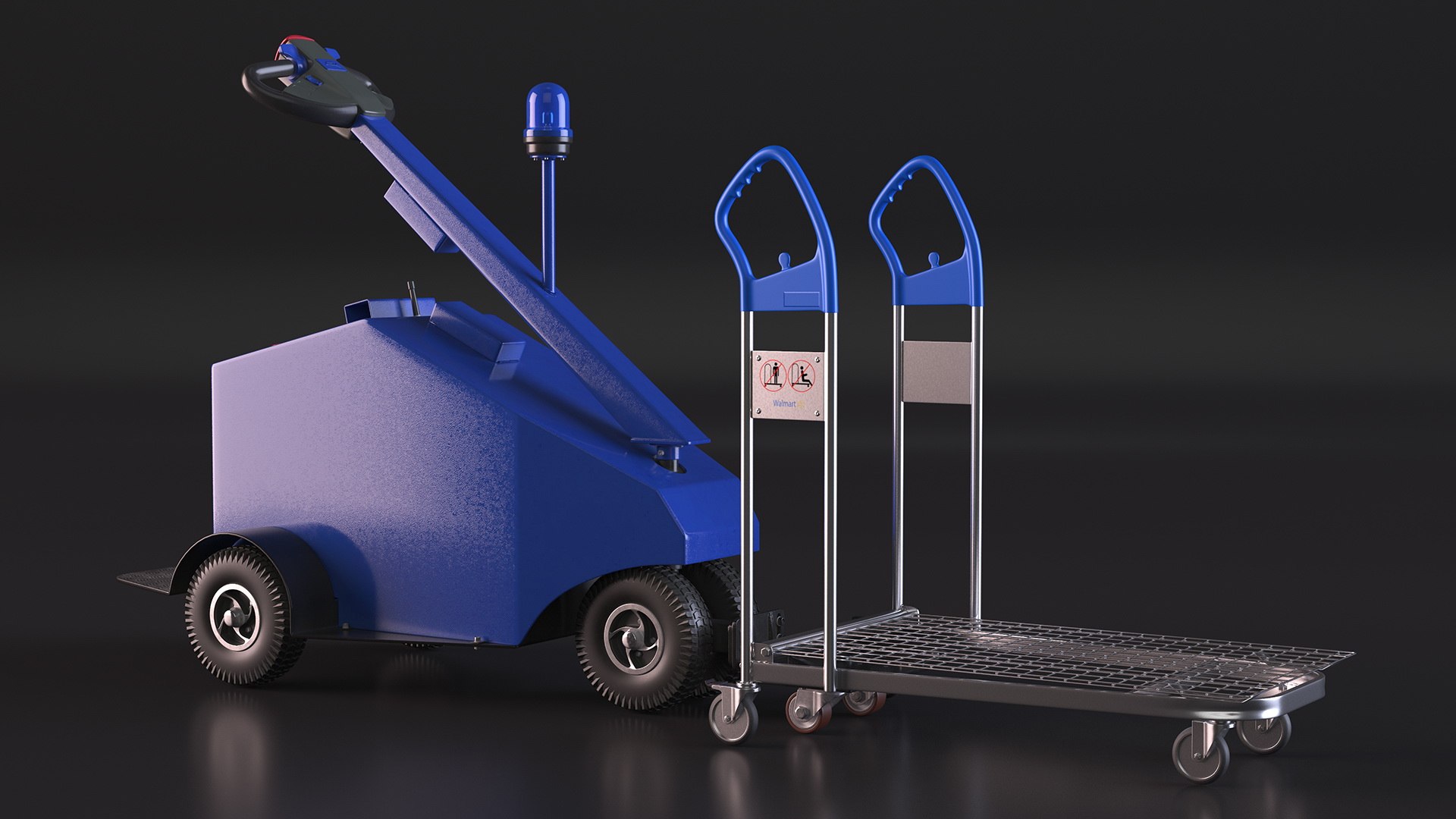 Blue Powered Tug Pusher with Cargo Trolley 3D model - TurboSquid 2095092