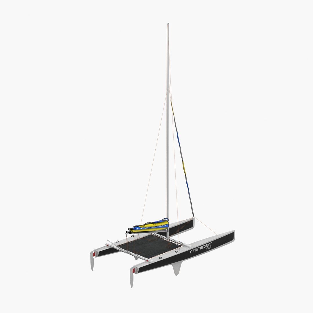 3d 3ds small sail catamaran black