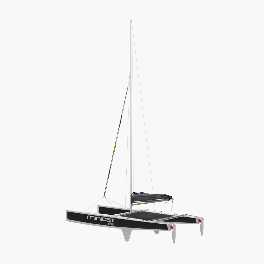 3d 3ds small sail catamaran black
