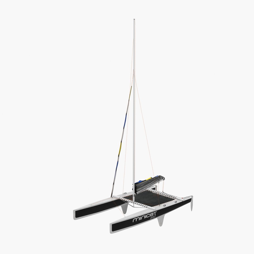 3d 3ds small sail catamaran black