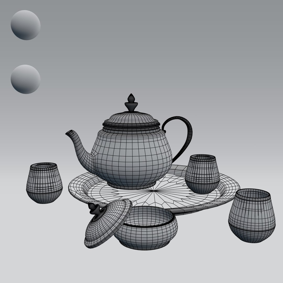 Vintage Tea Set 3D - TurboSquid 1509270