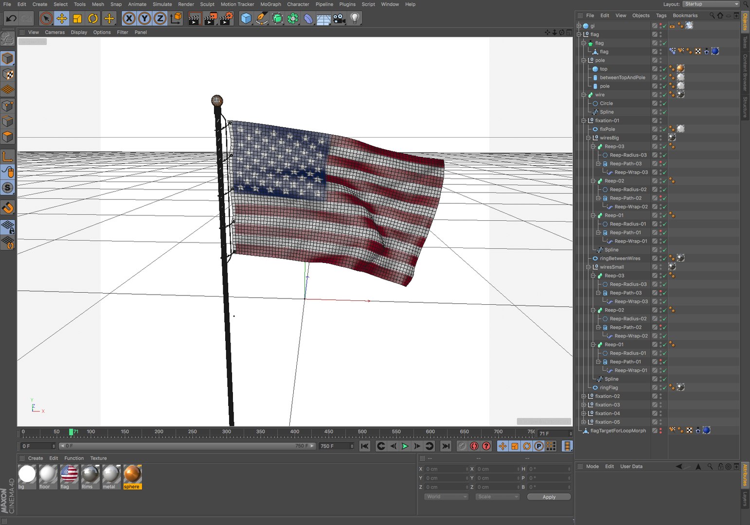 Usa Flag 3d Model