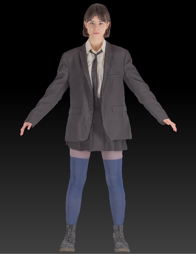 3D Woman In School Uniform Ready For Animation 341 - TurboSquid 1903625
