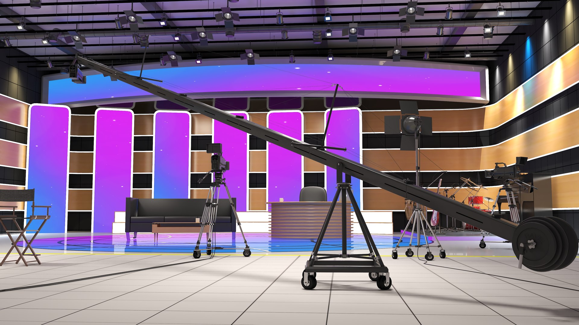 3D Model Talk Show Studio 2 - TurboSquid 2390744