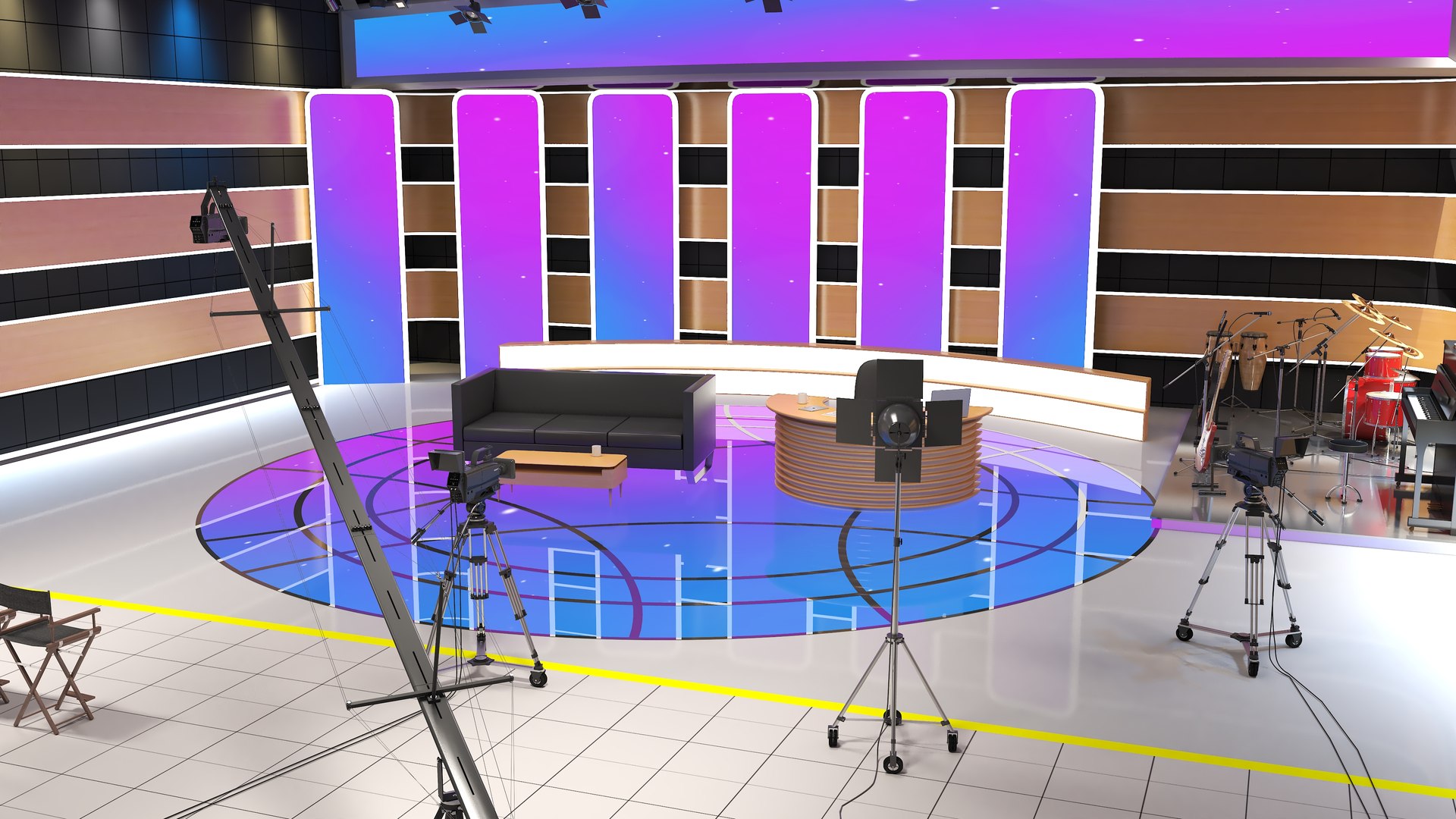 3D Model Talk Show Studio 2 - TurboSquid 2390744