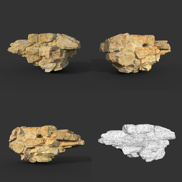modelo 3d 8 Roca modular amarilla PBR de baja poli - TurboSquid 2162421