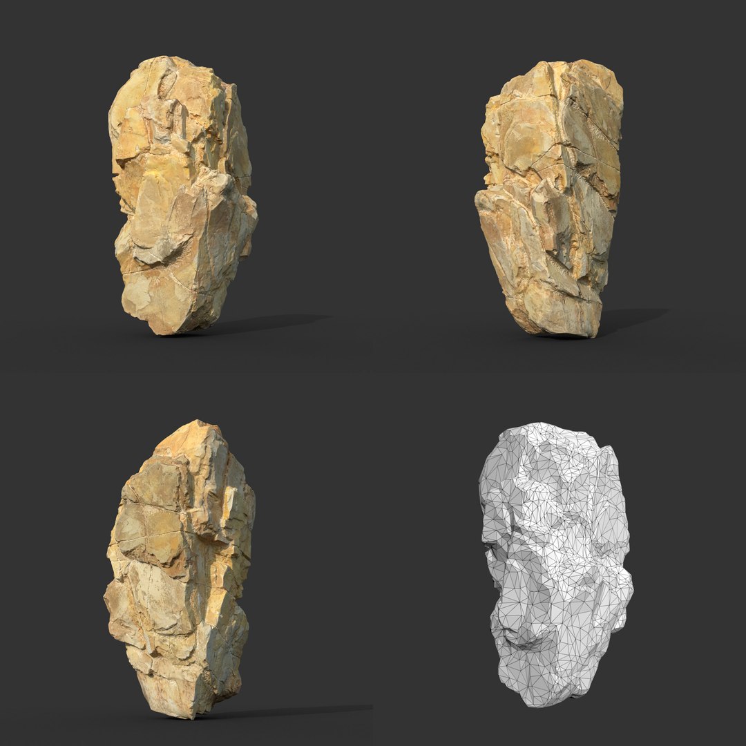 3D 8 Low poly PBR Yellow Modular Rock - TurboSquid 2162421