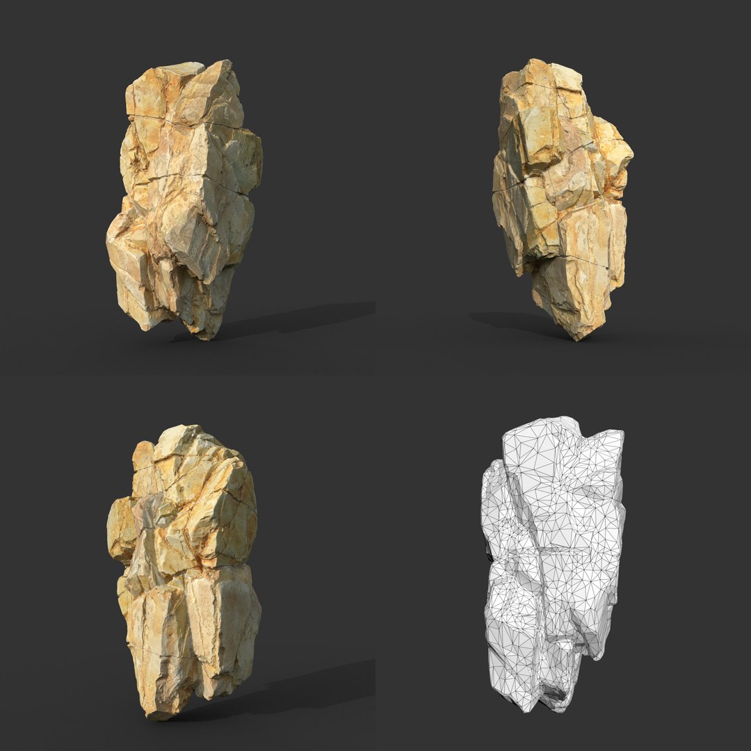 3D 8 Low poly PBR Yellow Modular Rock - TurboSquid 2162421
