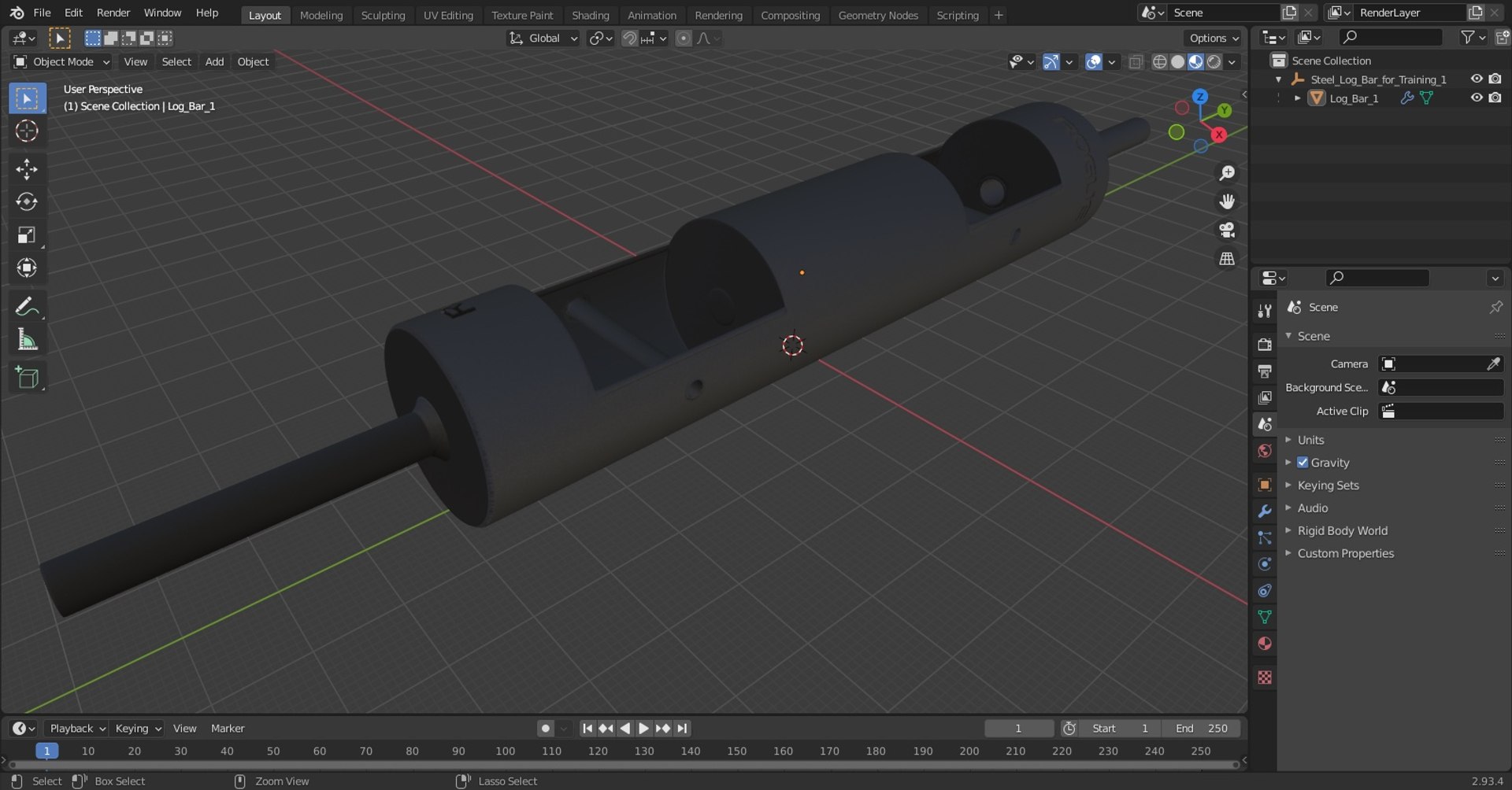3D Steel Log Bar For Training 10 Inch Model - TurboSquid 1971824