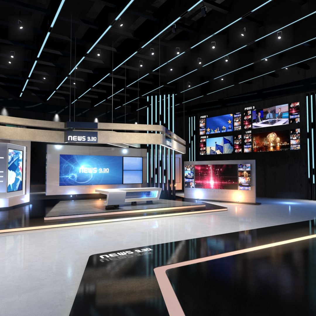 3D virtual set news studio model - TurboSquid 1480520
