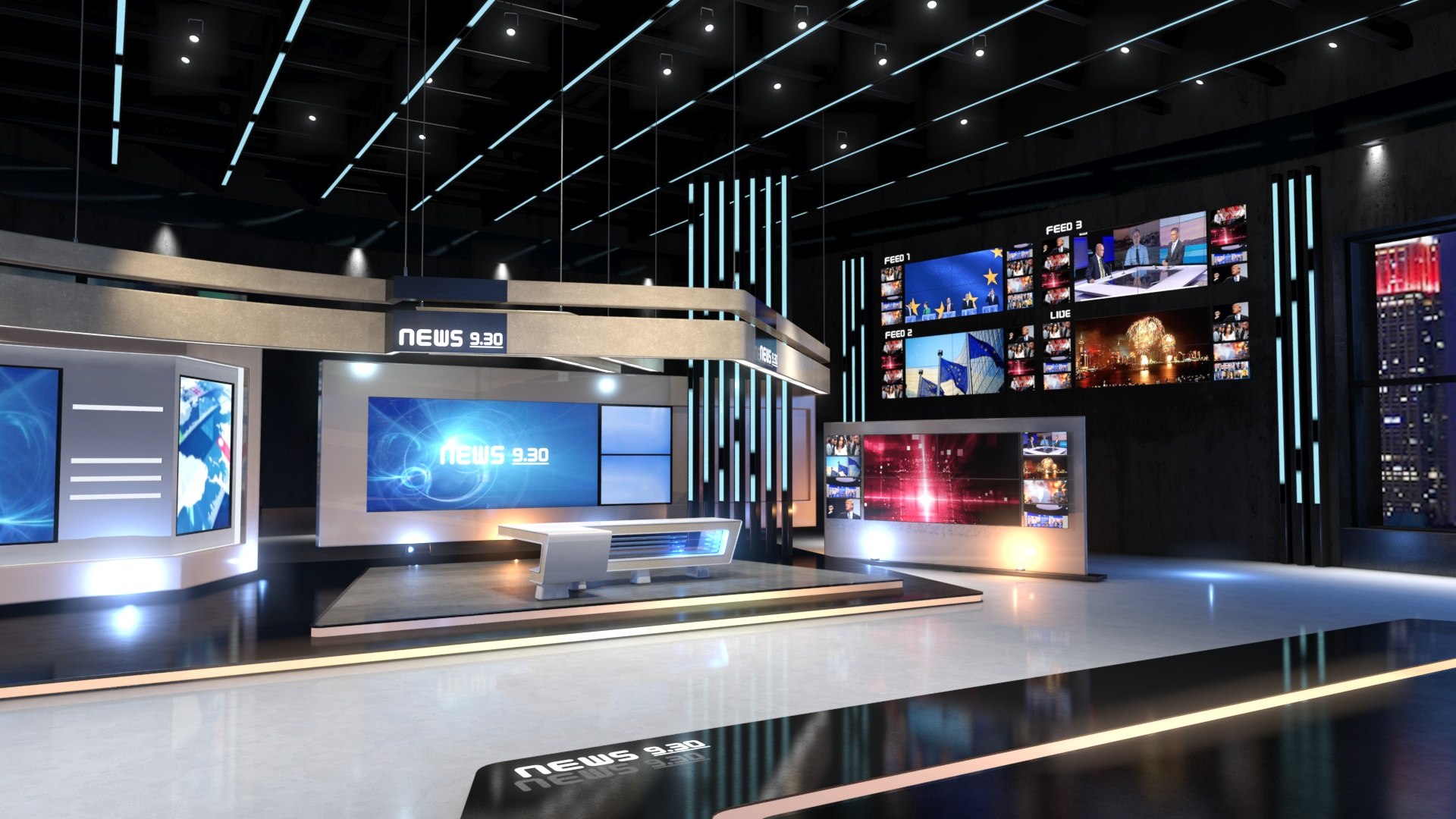 3D Virtual Set News Studio Model - TurboSquid 1480520