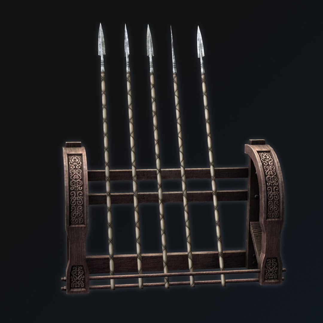 3d medieval weapon rack model