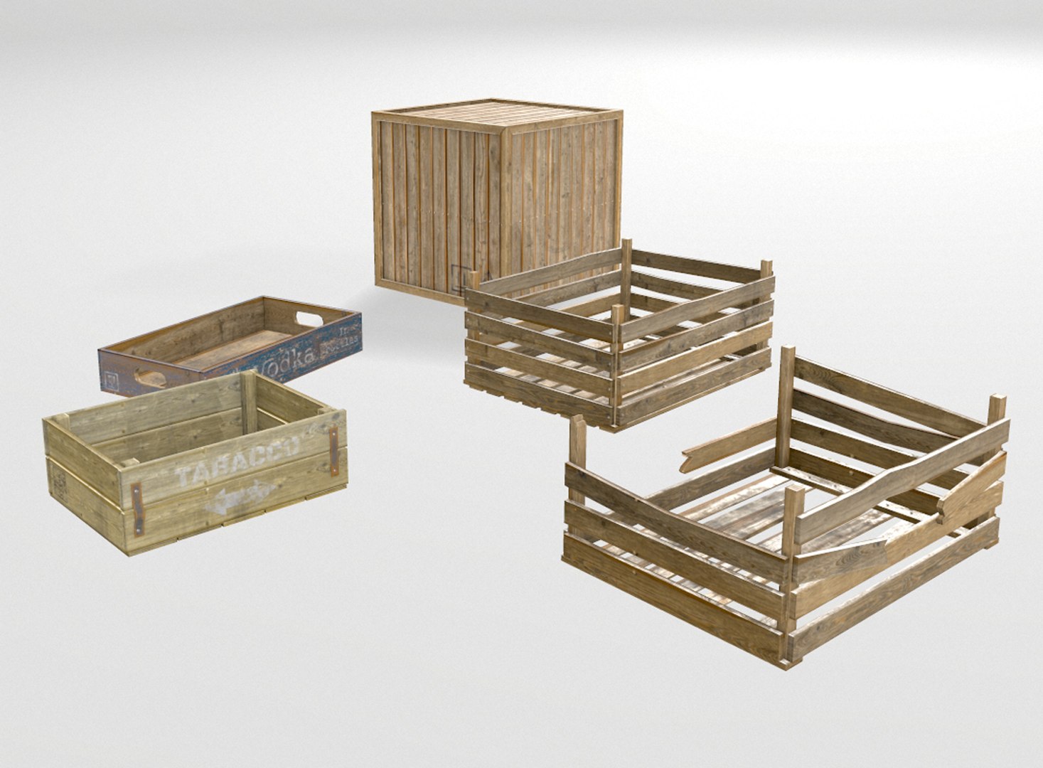 3D Wood Boxes - TurboSquid 1539352