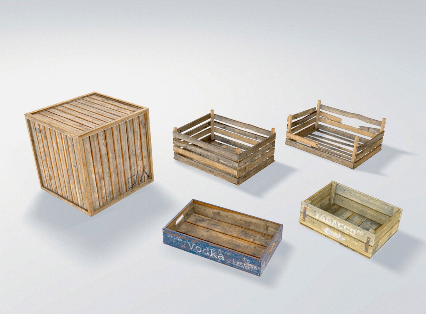 3D Wood Boxes - TurboSquid 1539352