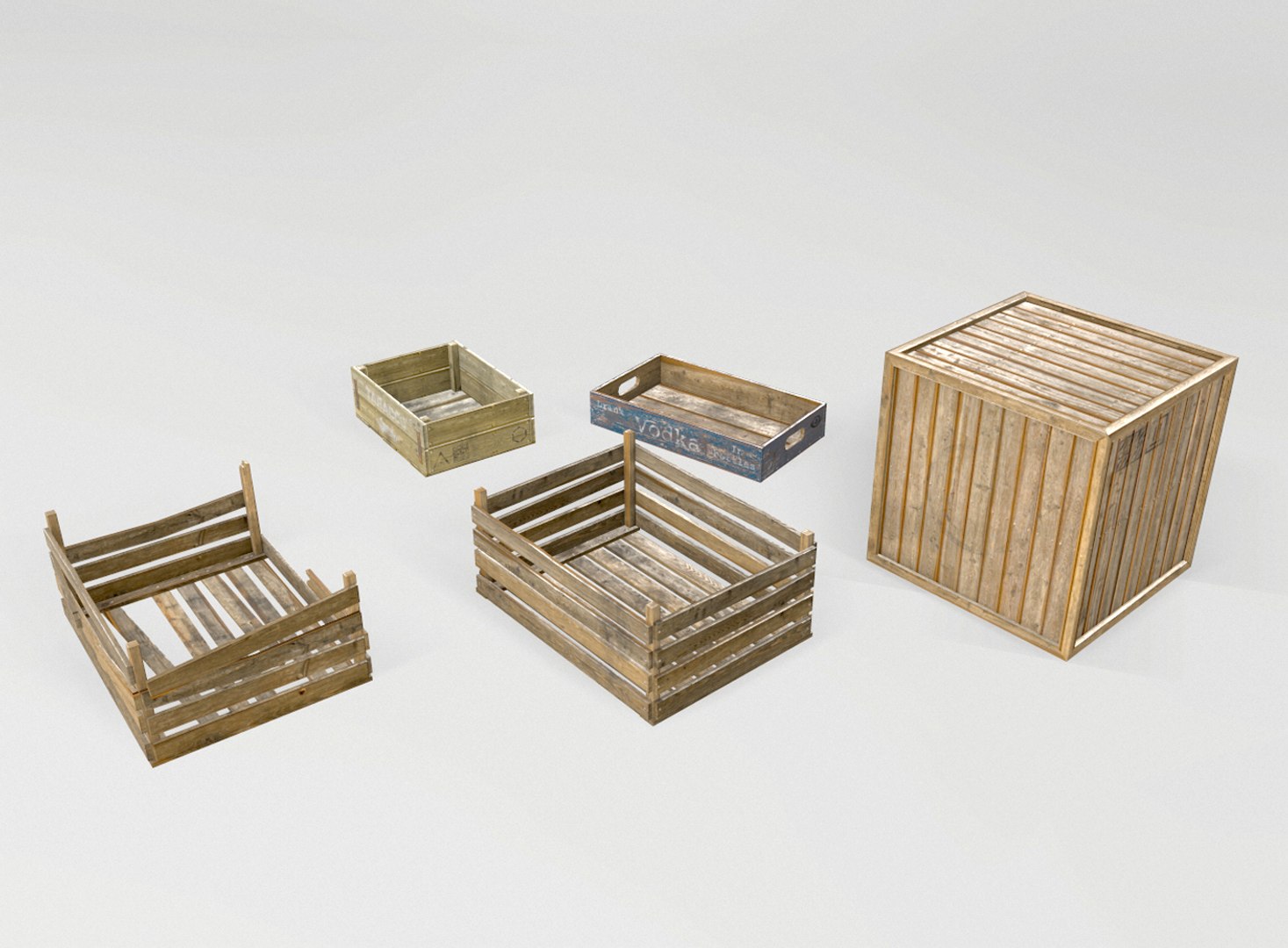 3D Wood Boxes - TurboSquid 1539352