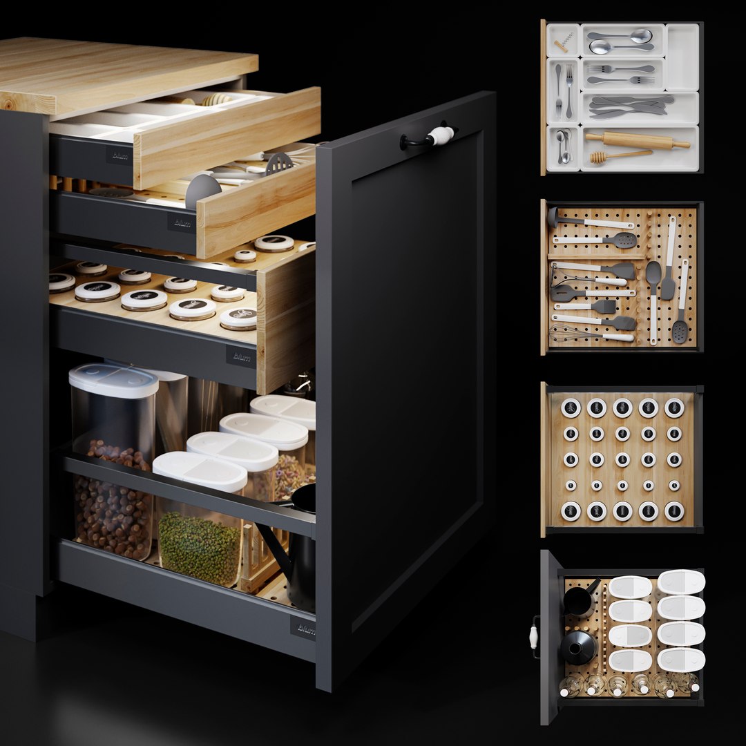 Kitchen Drawers Fillings Set1 3D model - TurboSquid 1971743