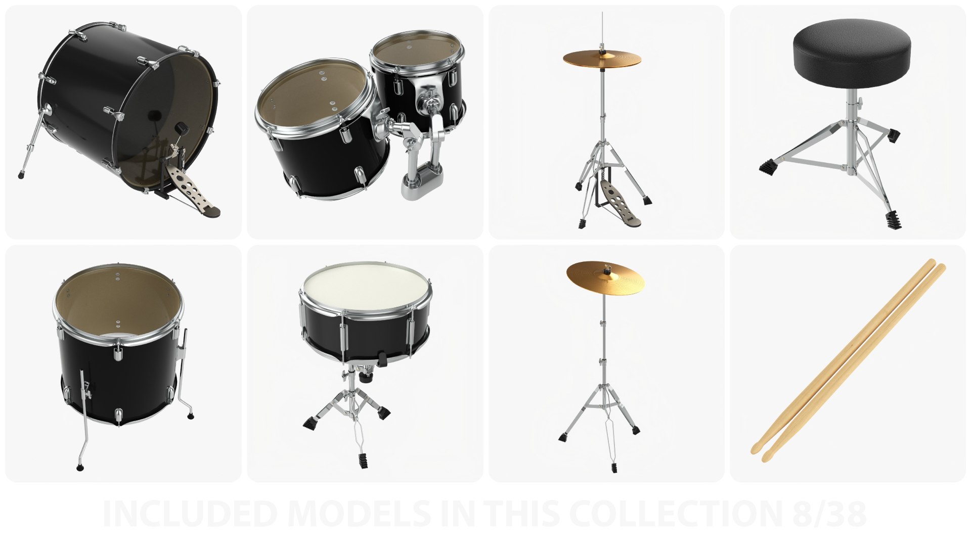 3D Musical Instrument Large Collection 02 - 38 PBR models - TurboSquid ...