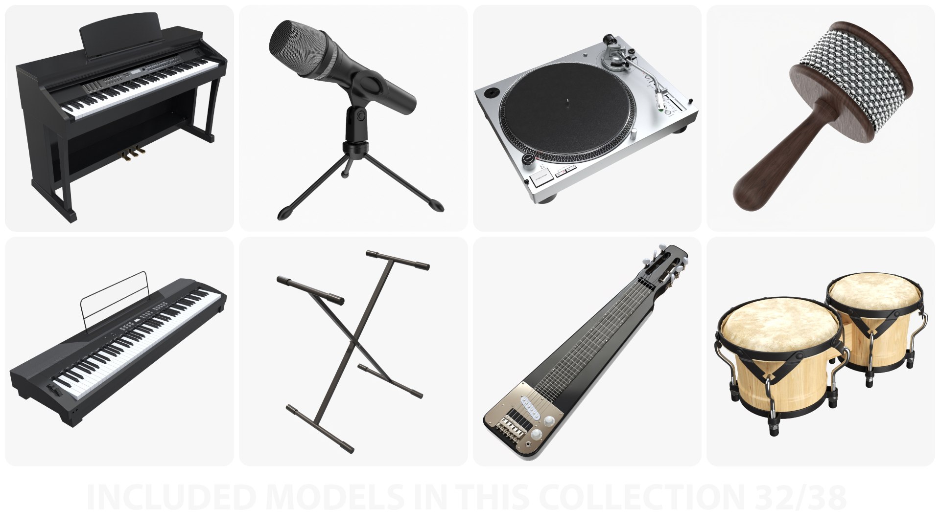 3D Musical Instrument Large Collection 02 - 38 PBR models - TurboSquid ...
