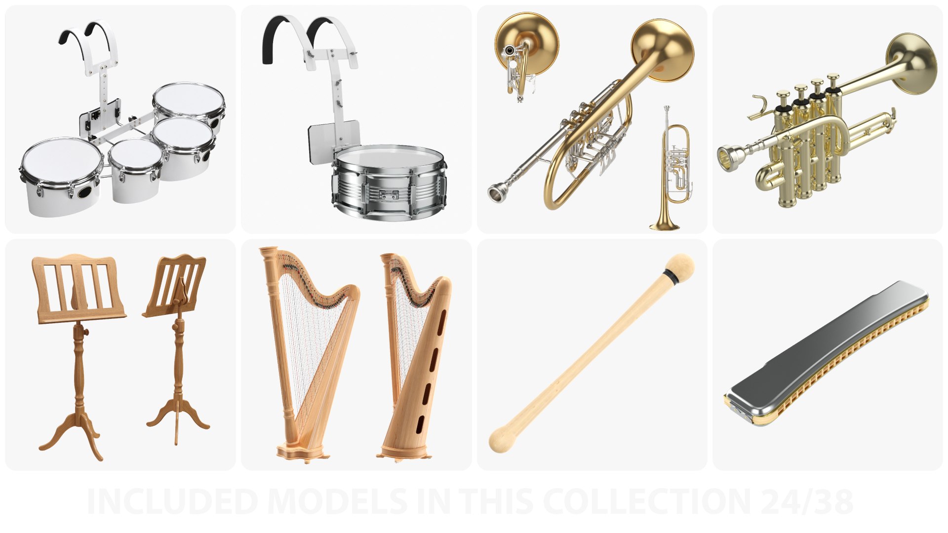 3D Musical Instrument Large Collection 02 - 38 PBR models - TurboSquid ...