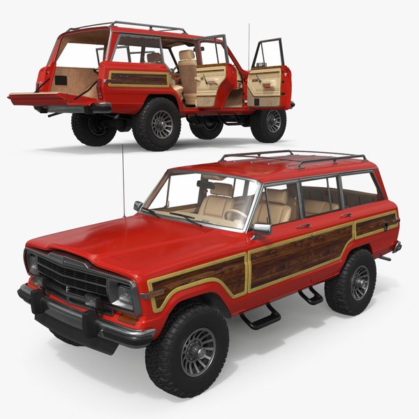 modelo 3d Paneles de madera rojos de SUV utilitarios vintage ...