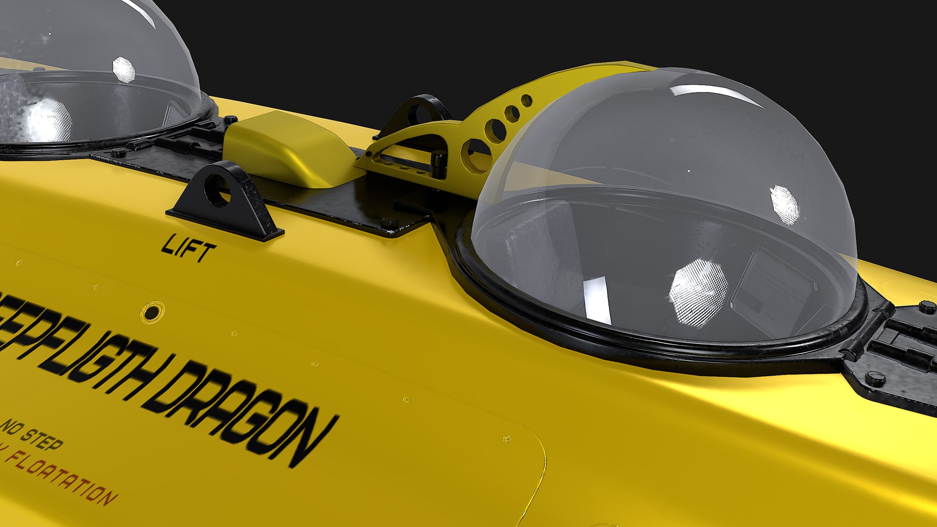 Yellow DeepFlight Dragon Submarine 3D Model - TurboSquid 2136350